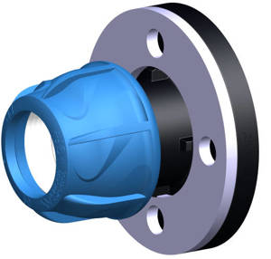 Polysan - Klemmfitting-Verschraubung mit Flansch Metall