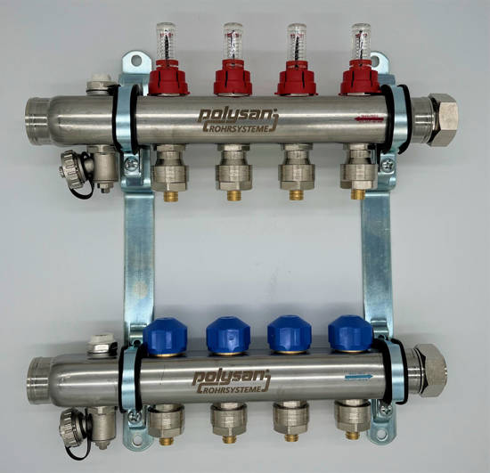 Polysan - PREMIUM-Edelstahl-FBH-Verteiler mit Topmeter